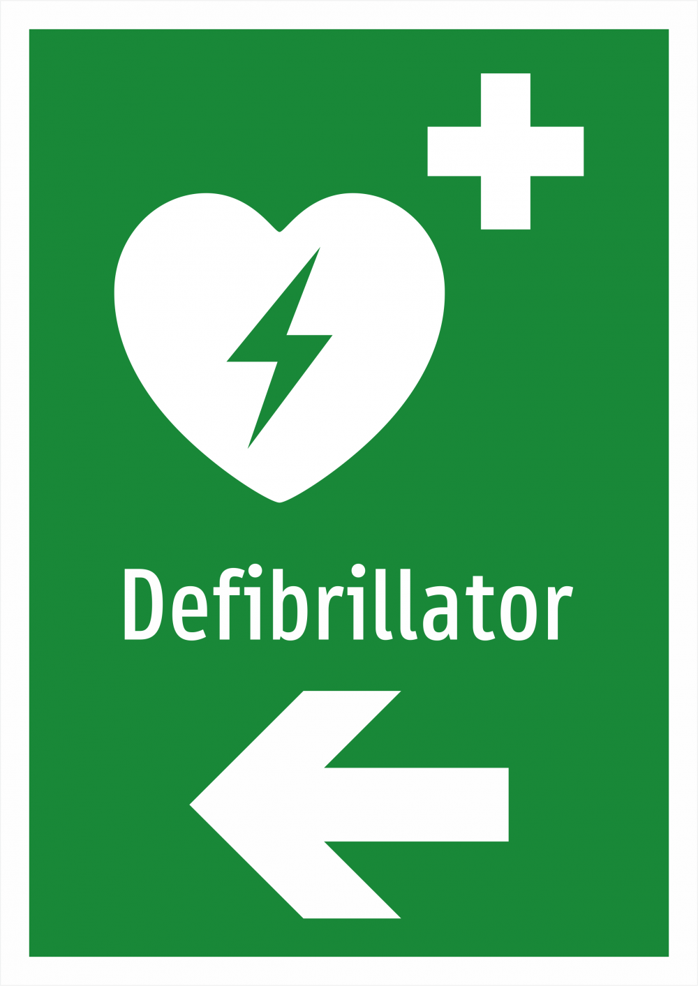 Hinweisschild Defibrillator mit Pfeil nach links Hinweisschild ...